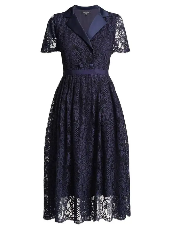 RUMOUR LONDON Bella Double-breasted Lace Midi Dress - Blue