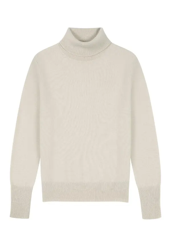 LOOP CASHMERE Cashmere Polo Neck Sweater In Snow - White