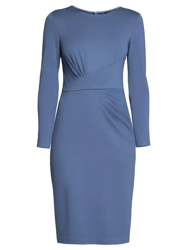 RUMOUR LONDON Rebecca Soft Jersey Dress With Waistline Drapes In Soft - Blue
