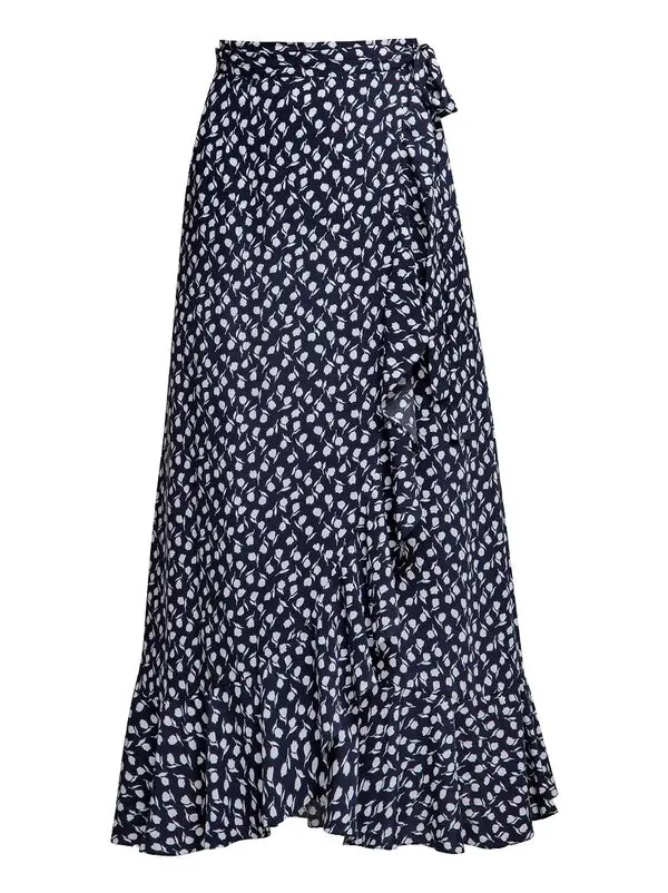 RUMOUR LONDON Stella Ruffled Floral-print Wrap Skirt - Blue