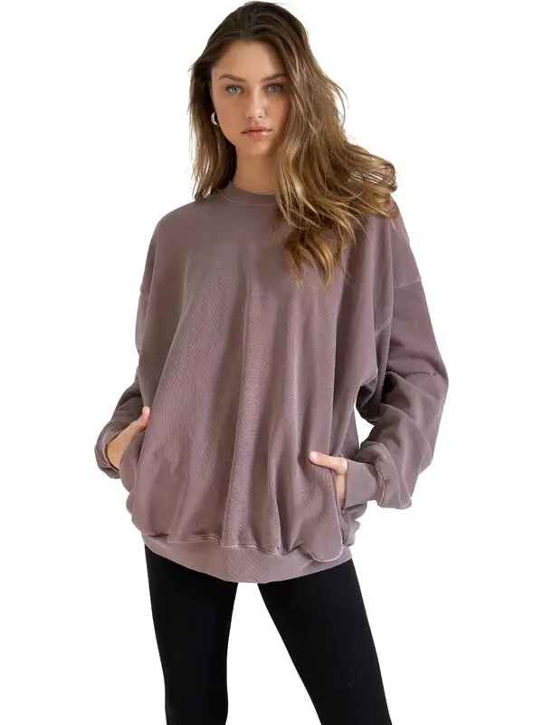EARTH BODY Soho Oversized Sweatshirt With Side Pockets In Henna - Brown