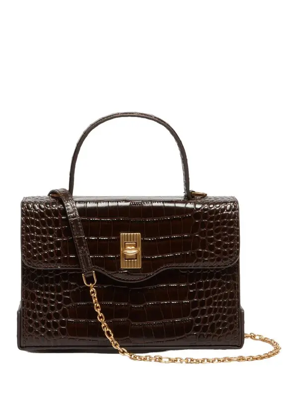 Lulu Guinness Chocolate Croc Queenie Handbag - Brown