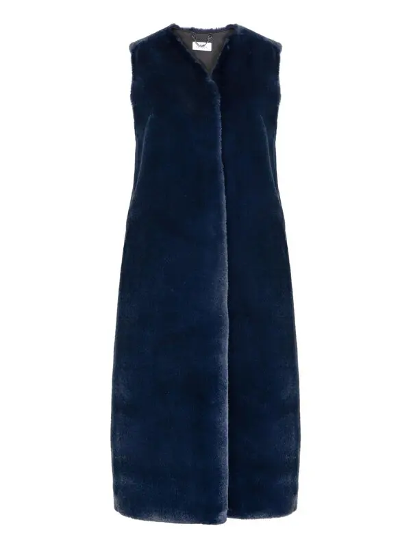 ISSY LONDON Bethany Reversible Sleeveless Longline Faux Fur Shearling Midnight - Blue