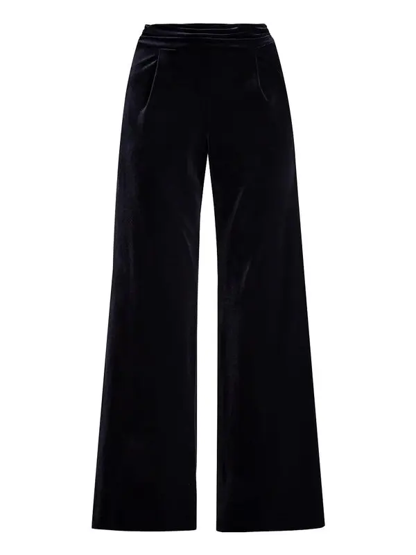 RUMOUR LONDON Avery Velvet Wide-leg Trousers - Black