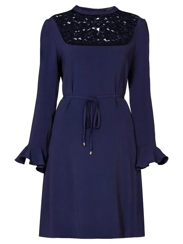RUMOUR LONDON Lavinia Lace Panelled Cady Dress - Blue