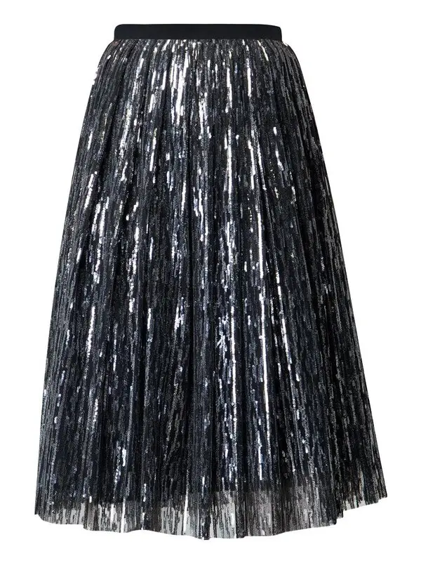 RUMOUR LONDON Fairy Midi Sequined Skirt - Silver