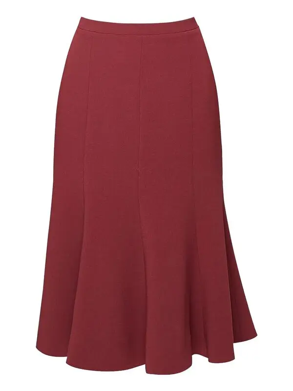 RUMOUR LONDON Lucy Wool Midi Skirt In Berry - Red