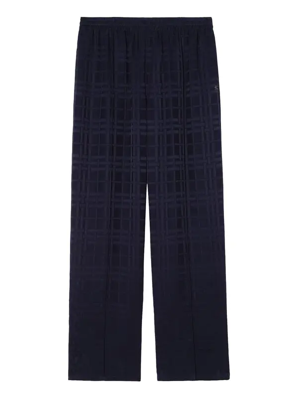 Burberry Silk Check Straight-leg Trousers - Blue
