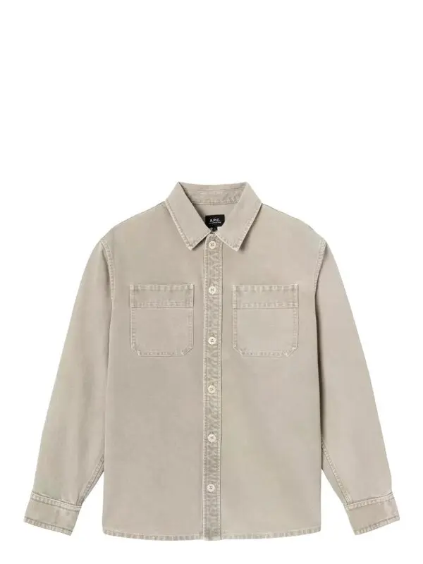 A.p.c. Chest-pocket Long-sleeve Shirt - Neutrals