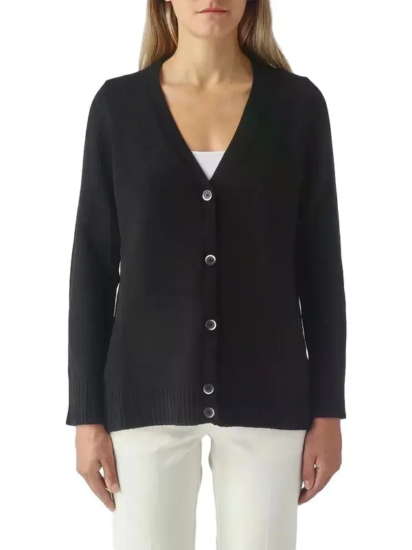 GRAN SASSO V-neck Button-up Cardigan - Black