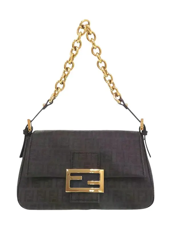 Fendi 2000-2010 Mini Zucchino Spalmati Chain Mamma Forever Shoulder Bag - Brown
