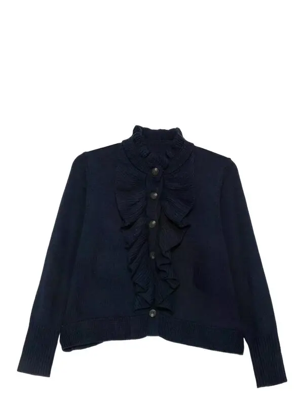 PSOPHIA Ruffled-trim Cardigan - Blue