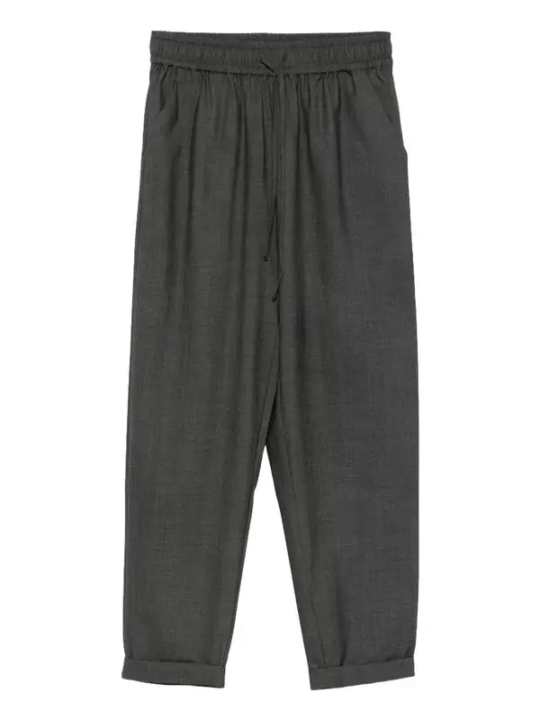 PSOPHIA Drawstring-fastening Cropped Trousers - Grey