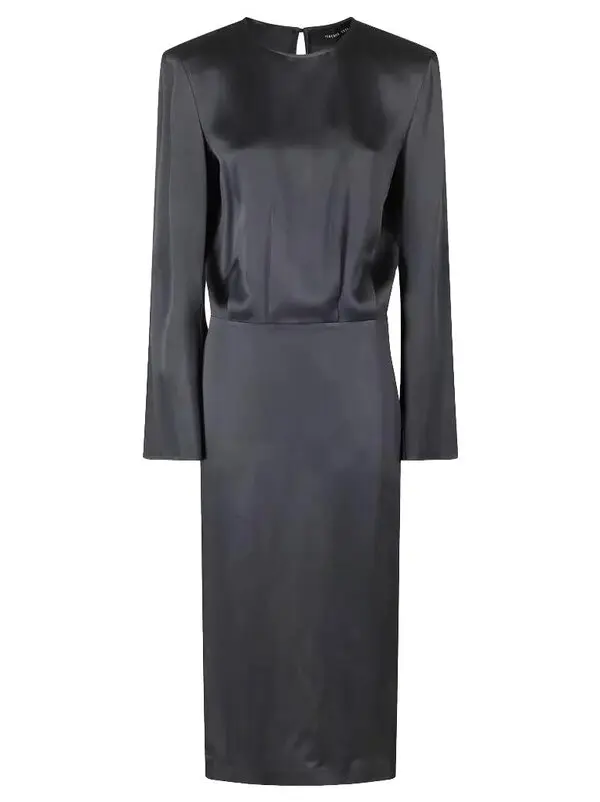 Federica Tosi Padded-shoulder Midi Dress - Grey