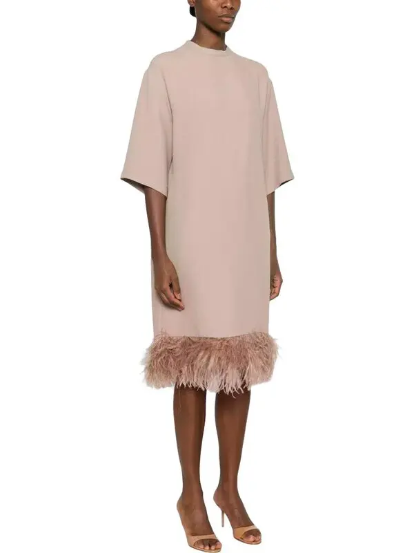 Fabiana Filippi Feather-trim Shift Dress - Neutrals