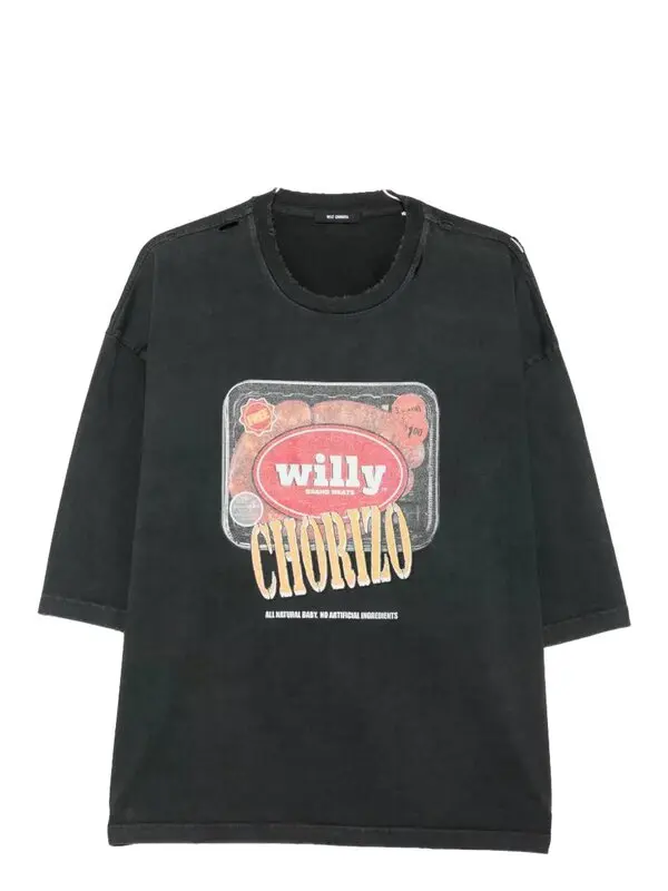 WILLY CHAVARRIA Especial Chorizo Buffalo Graphic-print Distressed T-shirt - Black