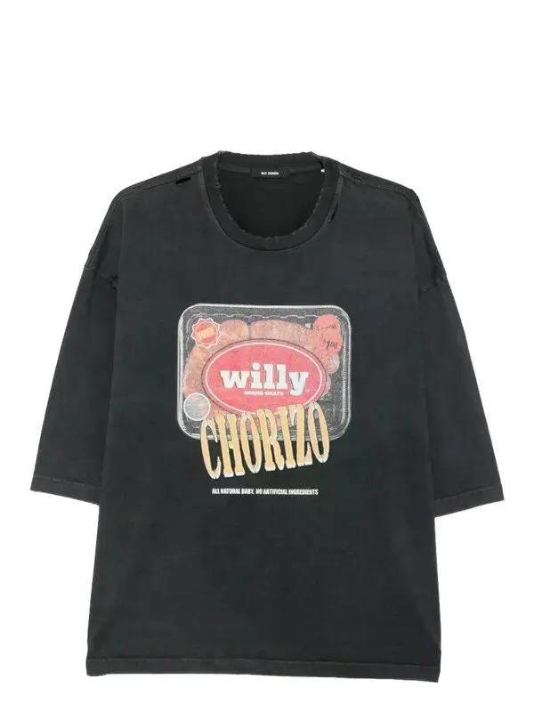 WILLY CHAVARRIA Especial Chorizo Buffalo Graphic-print Distressed T-shirt - Black