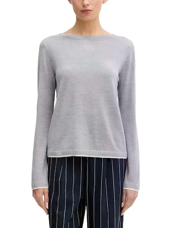 BENETTON Fine-knit Boat-neck Sweater - Grey