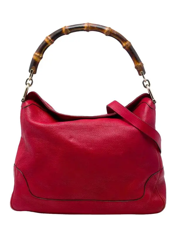 Gucci 2016-2026 Calfskin Bamboo Diana Satchel - Red