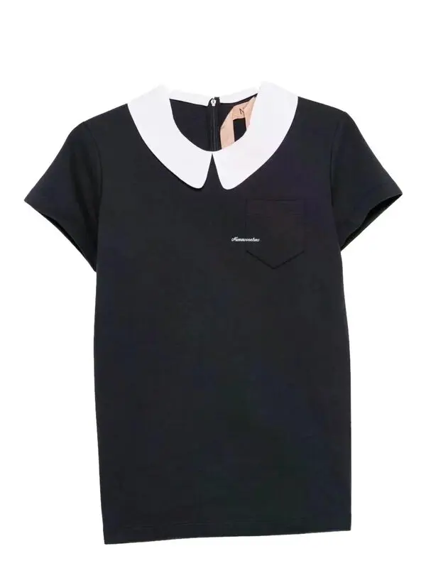 N°21 Contrast-collar Chest-pocket Top - Blue
