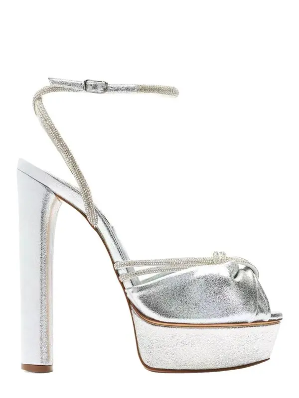 Casadei 140mm Taylor Flora Wonder Platform Sandals - Silver