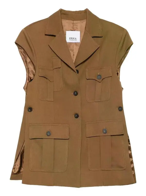 Erika Cavallini Malik Button-up Utility Waistcoat - Brown