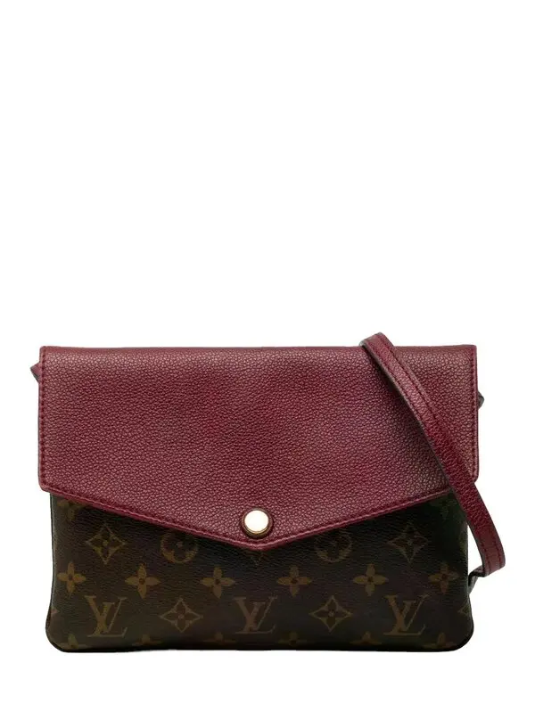 LOUIS VUITTON 2015 Monogram Twinset Crossbody Bag - Brown