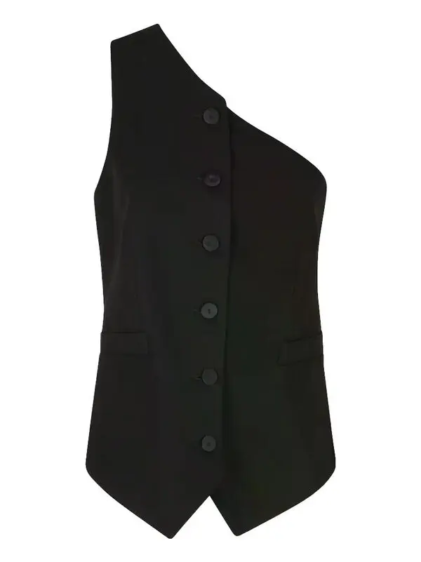 Federica Tosi One-shoulder Button-up Vest - Black