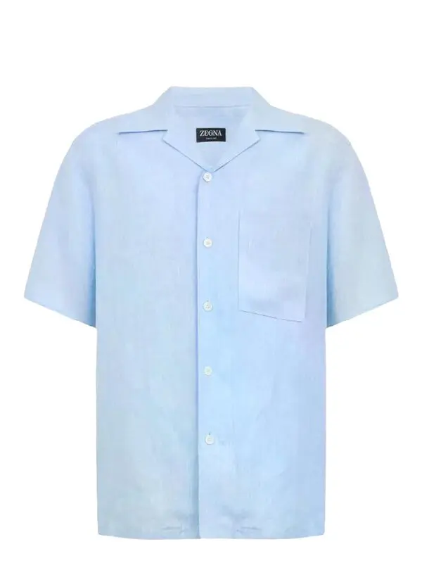 Zegna Short-sleeved Chest-pocket Shirt - Blue