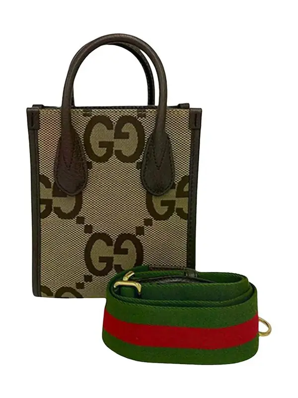 Gucci 2016-2026 Mini Jumbo Gg Canvas Web Satchel - Neutrals
