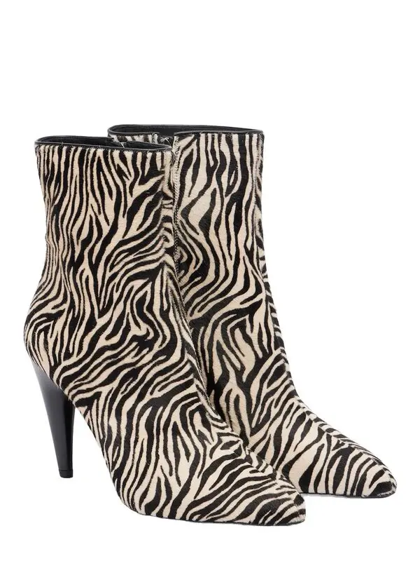 Isabel Marant Étoile Jany Printed Calf Hair Ankle Boots - Black