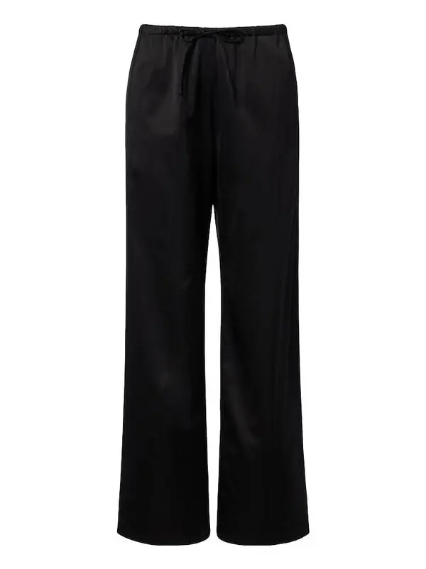 Dries Van Noten Satin Wide-leg Pants - Black