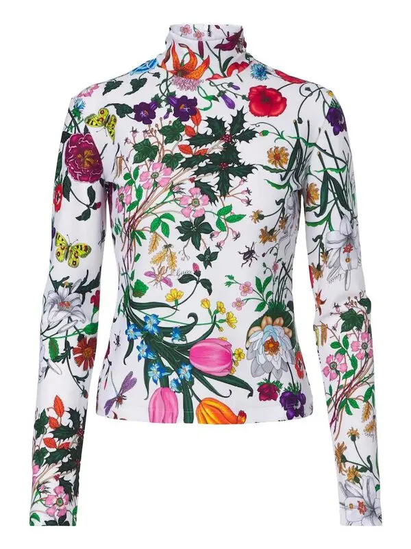 Gucci Flora Printed Jersey Top - Multicoloured