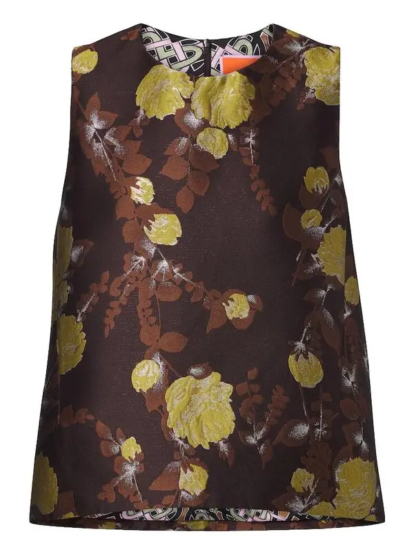 La DoubleJ Devon Floral Jacquard Top - Brown