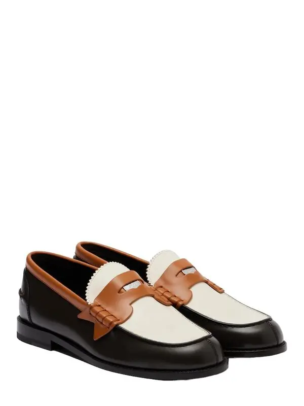 CHRISTIAN LOUBOUTIN Plato Leather Penny Loafers - Brown