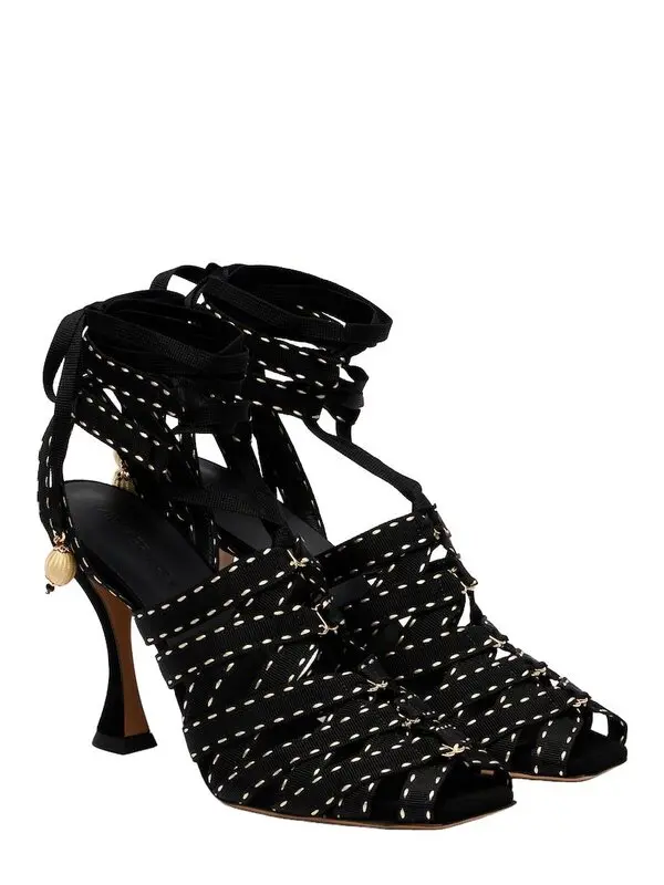 Zimmermann Corsage Canvas Sandals - Black