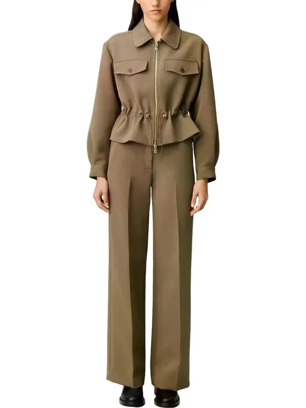Claudie Pierlot Gold Flower Peplum Jacket - Brown