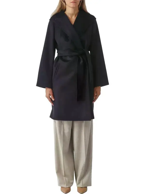 Max Mara Hooded Belted Coat - Blue