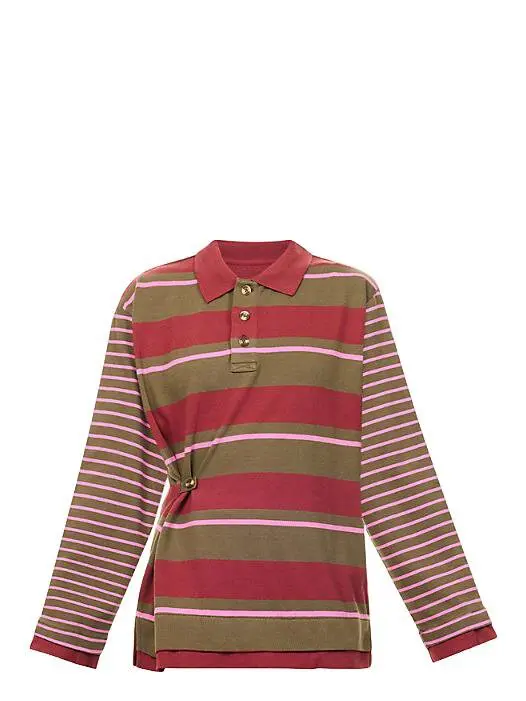 DAMSON MADDER Noah Cinched Striped Rugby Cotton Top - Multi