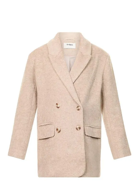 4TH & RECKLESS Floriana Oversized Double-breasted Woven Blazer - Oatmeal