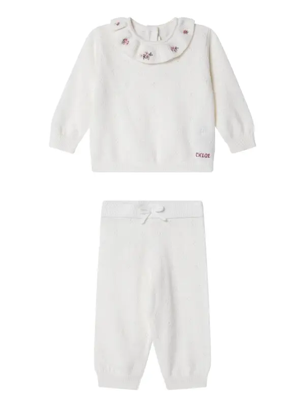 Chloé Ivory Wool Sweater And Trousers Set - White
