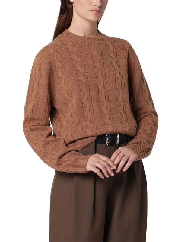 AMI Paris Camel Merino Wool Sweater - Beige