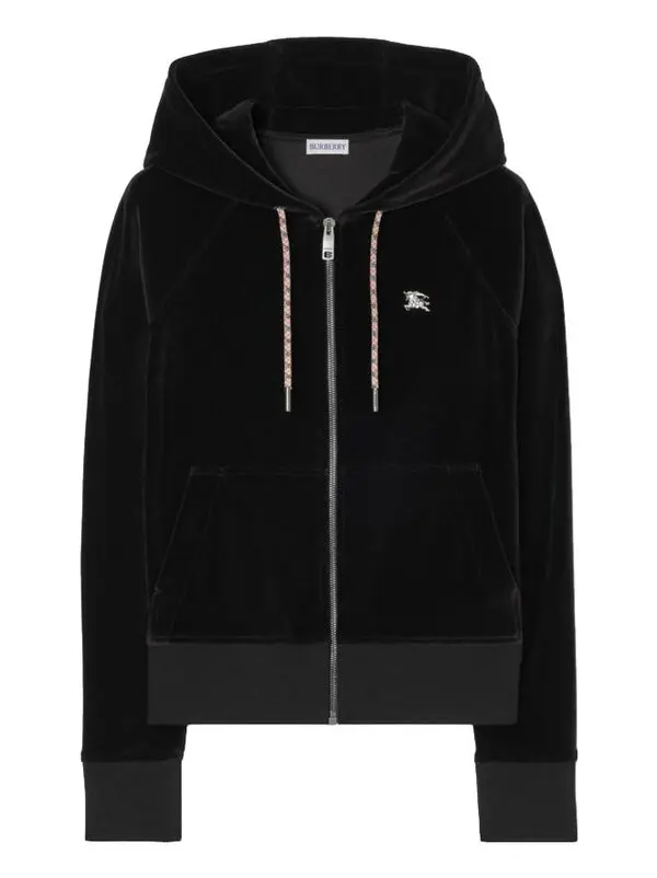 Burberry Knight Jewel Velour Zip Hoodie - Black