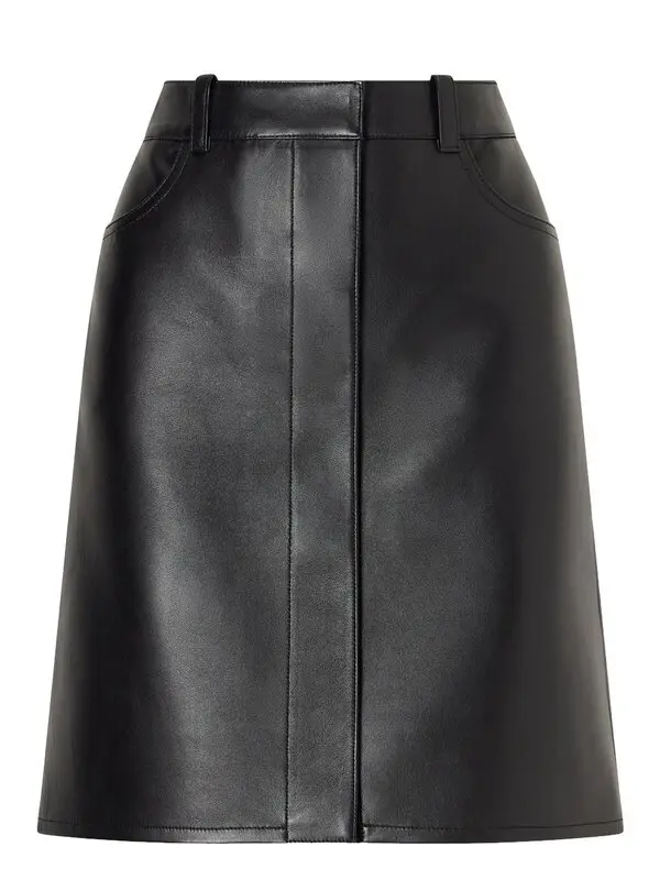 COURREGES Leather Knee-length Skirt - Black