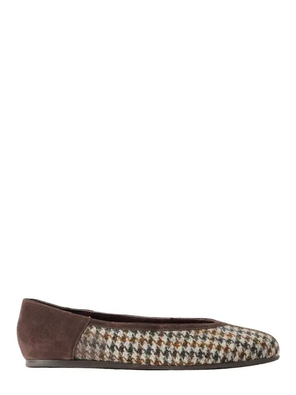 ANCIENT GREEK SANDALS Aeropi Suede-trimmed Houndstooth Tweed Ballet Flats - Brown
