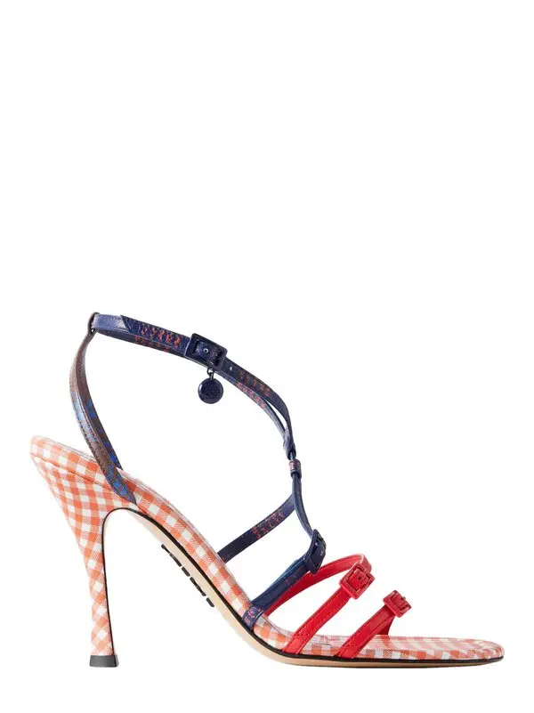 Loewe New Comic 90 Checked Leather Sandals - Multi