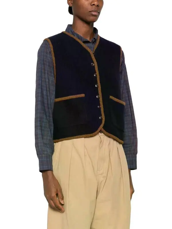 MOISMONT Angele Contrast-trim Button-up Cardigan - Blue