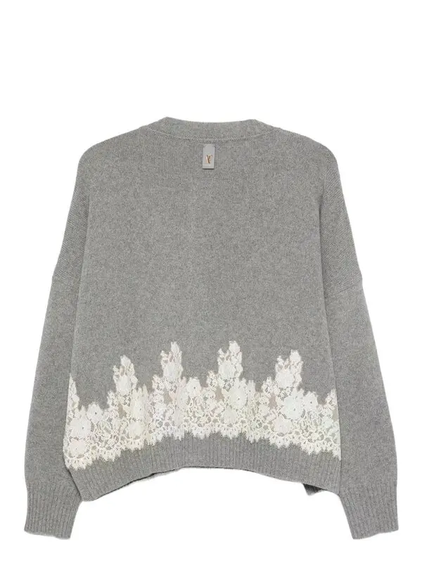 Alberta Ferretti Lace-trim Cardigan - Grey
