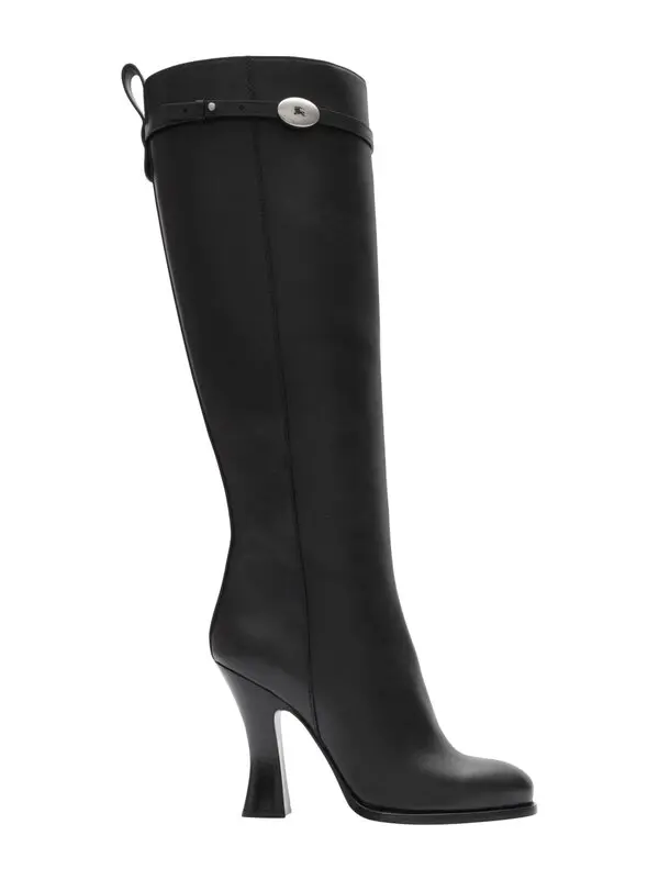 Burberry Leather Pillar Knee-high Boots 100 - Black