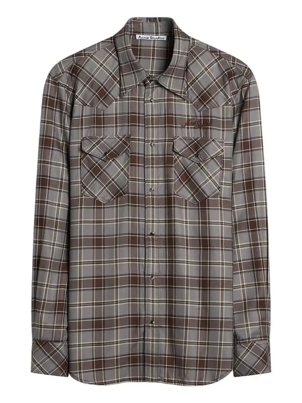 Acne Studios Surrow Check Flannel Long Sleeve Shirt - Multi Grey